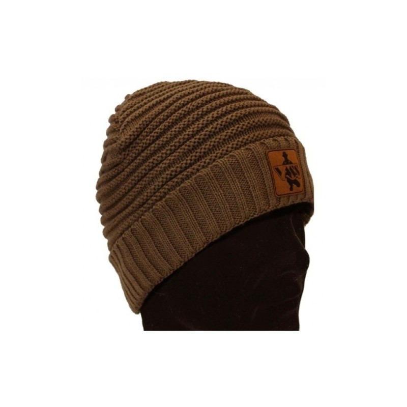 Vass Fleece Lined Ribbed Beanie (Suede Badge)